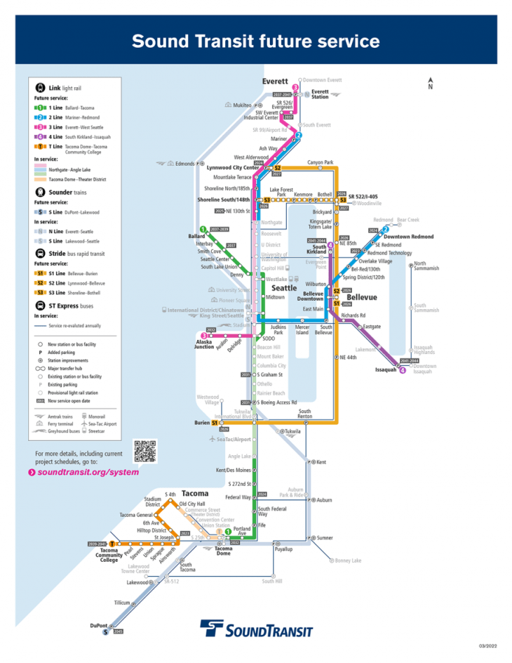 Sound Transit Maps as of 2022, with expansion plans until 2024 ...